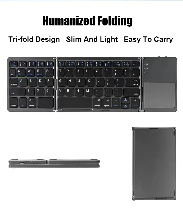 Wireless Folding Keyboard Bluetooth Keyboard With Touchpad For Windows, Android, IOS,Phone,Multi ...