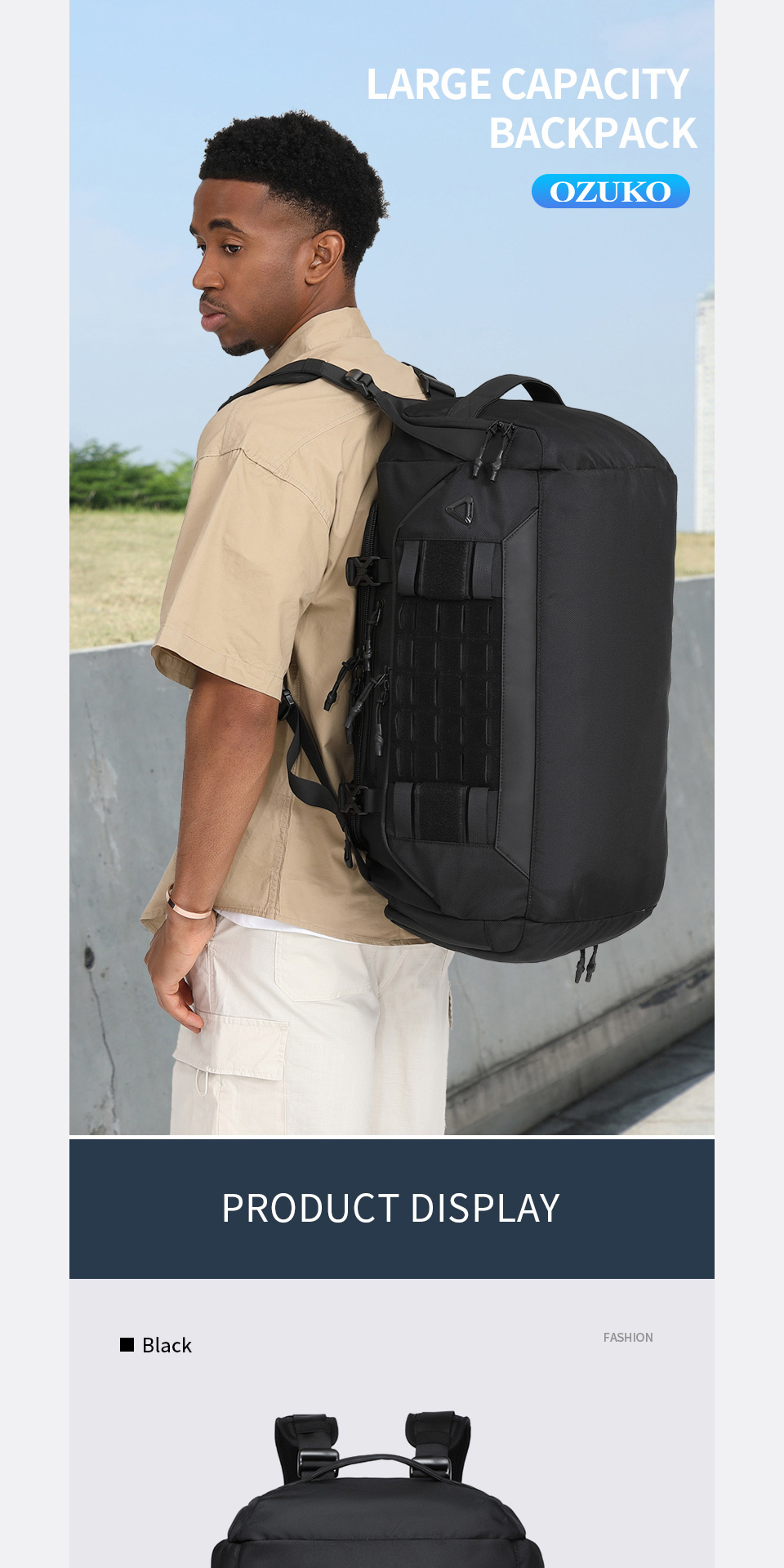 OZUKO Large Capacity Travel Bag Waterproof Multifunction Outdoor ...