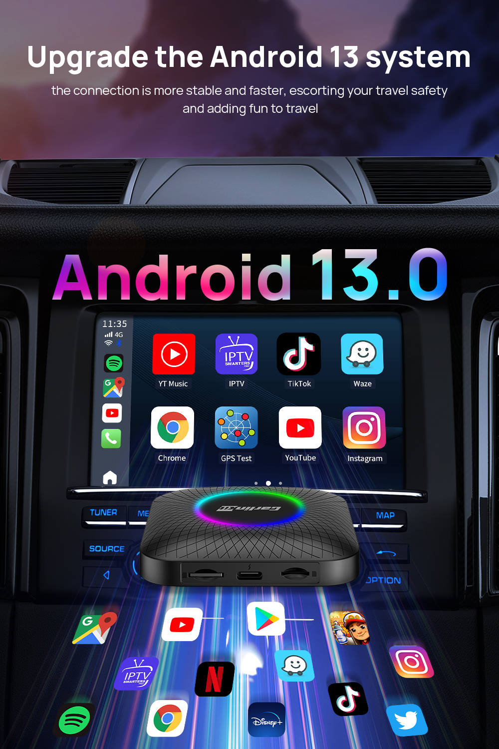 CarlinKit 8+128GB Original Official Version Android 13 CarPlay Ai box ...