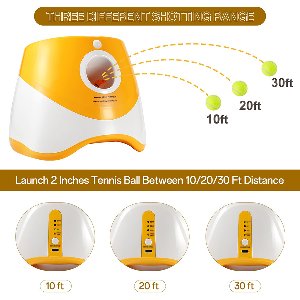 Heyuoqian Pet Dog Automatic Thrower Ball Launcher with 3 Tennis Balls ...
