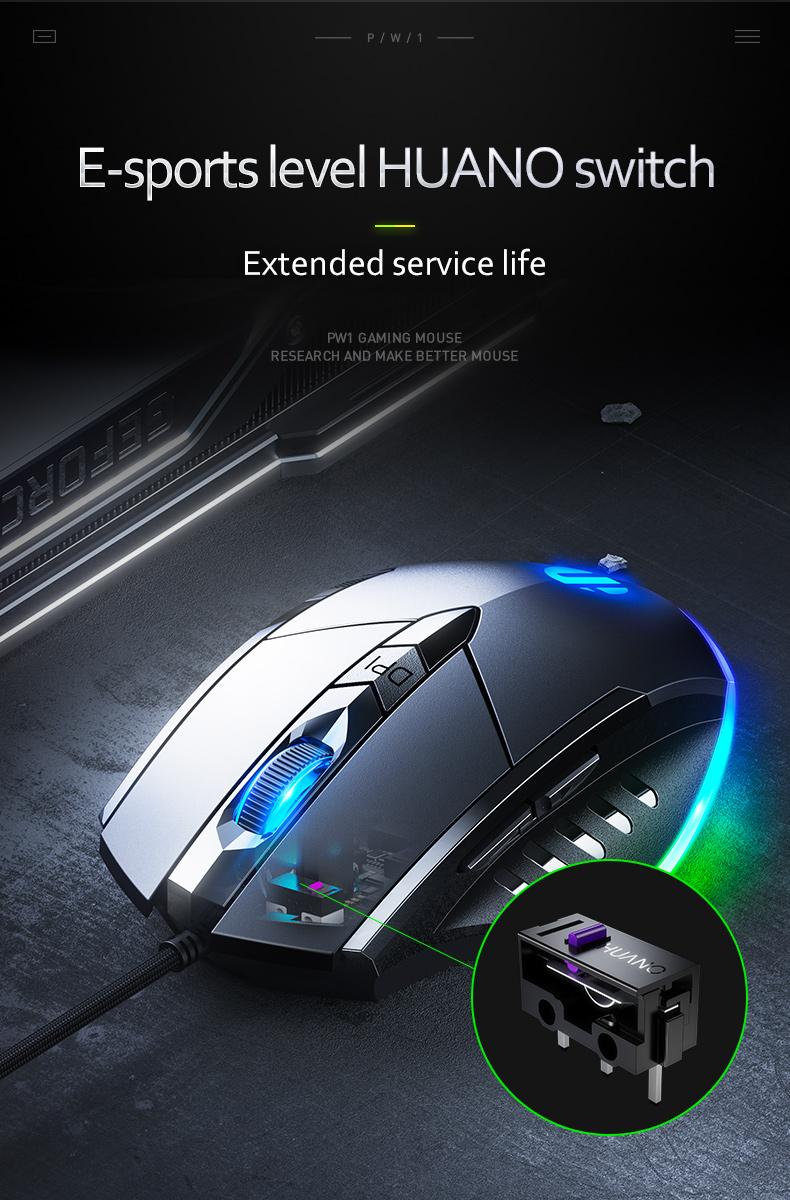 Inphic W1 Gaming Mouse Wired 200-8800DPI Optical Mice 6 Programmable ...