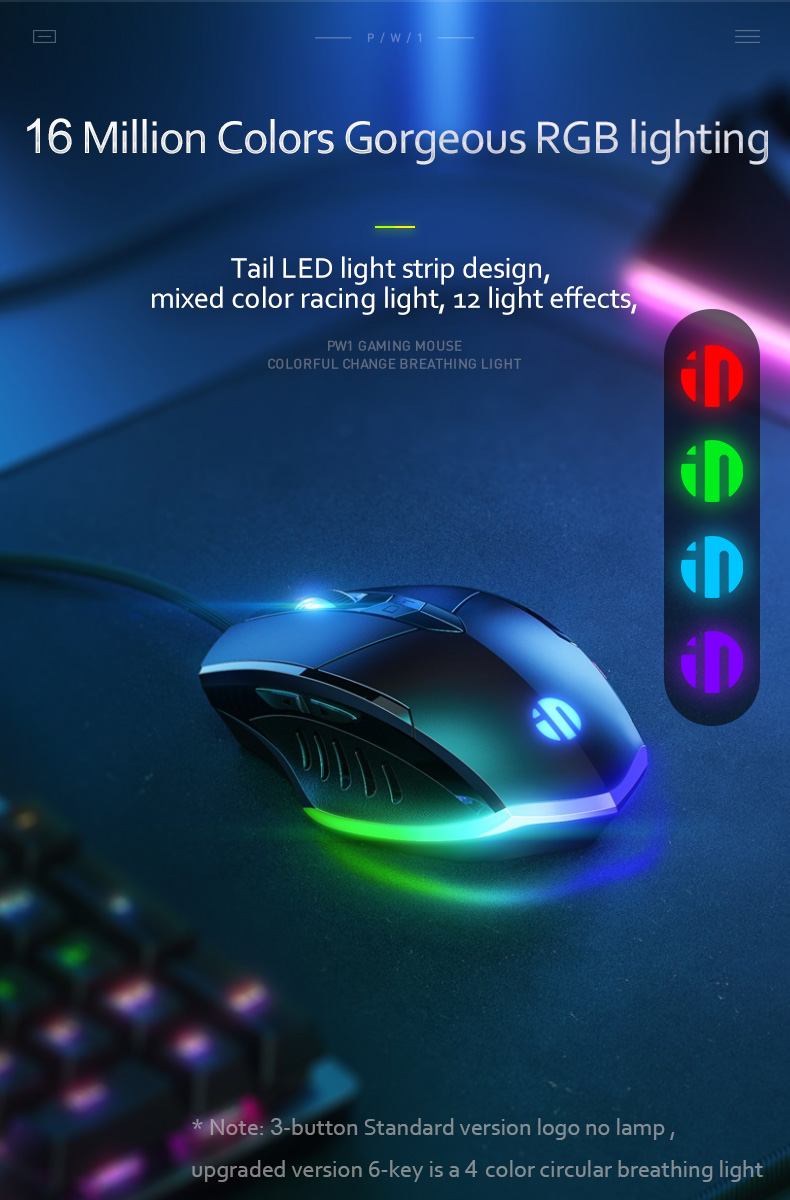 Inphic W1 Gaming Mouse Wired 200-8800DPI Optical Mice 6 Programmable ...