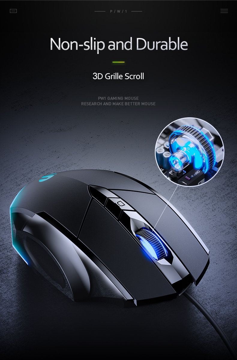 Inphic W1 Gaming Mouse Wired 200-8800DPI Optical Mice 6 Programmable ...