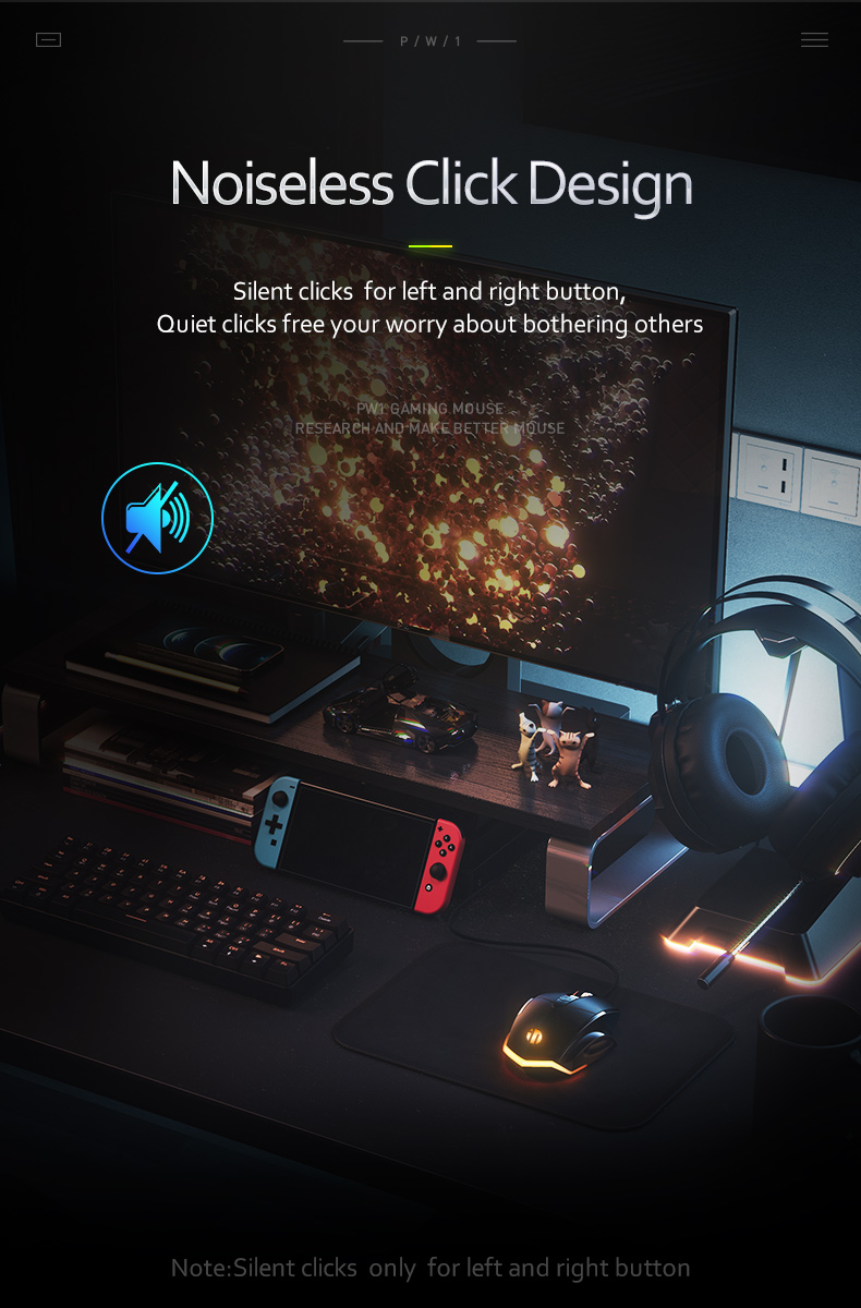 Inphic W1 Gaming Mouse Wired 200-8800DPI Optical Mice 6 Programmable ...