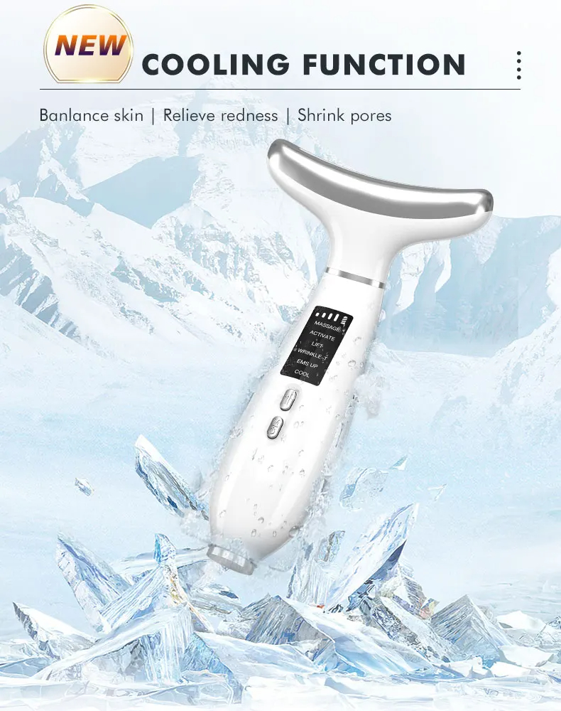 Hot&Cold Neck Massager Neck And Face Cooling Beauty Device EMS Lifting ...