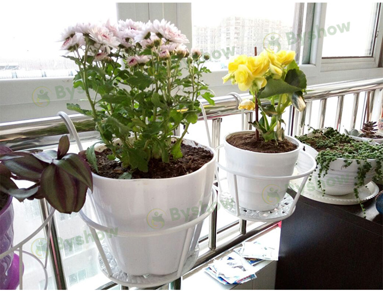 【Byshow】Balcony Wrought Iron Flower Pot Rack Wall Hanging Planter Box ...
