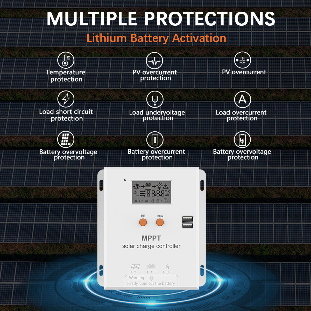 Y&H 20A MPPT Solar Charger Controller 12V/24V Battery Temperature ...