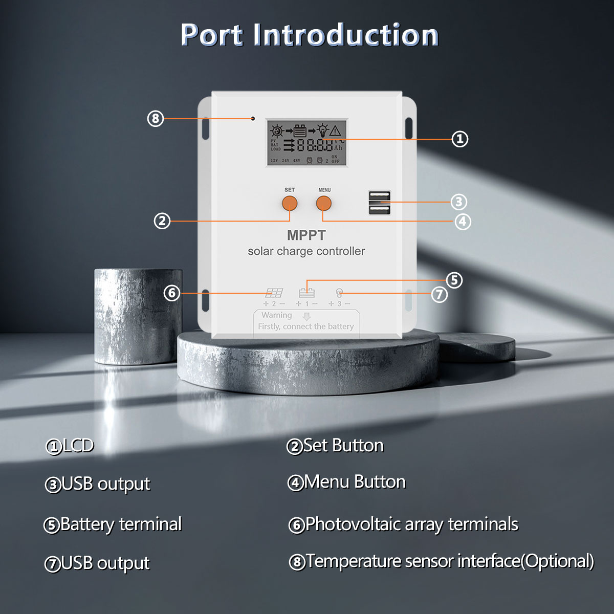 Y&H 20A MPPT Solar Charger Controller 12V/24V Battery Temperature ...