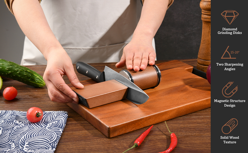 Rolling Knife Sharpener Kit for Straight Edge, Roller Knife Sharpening with Industry Diamonds ...
