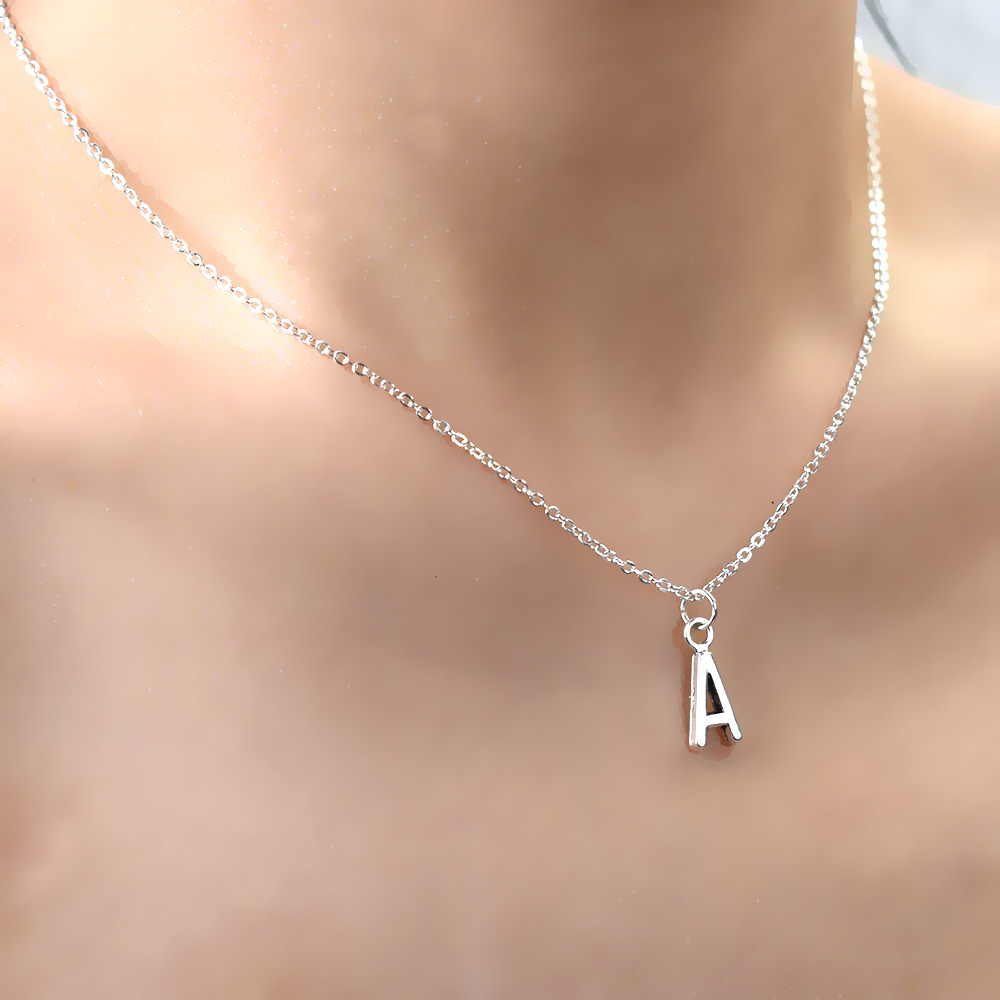 Initial English Letter Chain Pendant Necklace Silver Color Necklaces ...