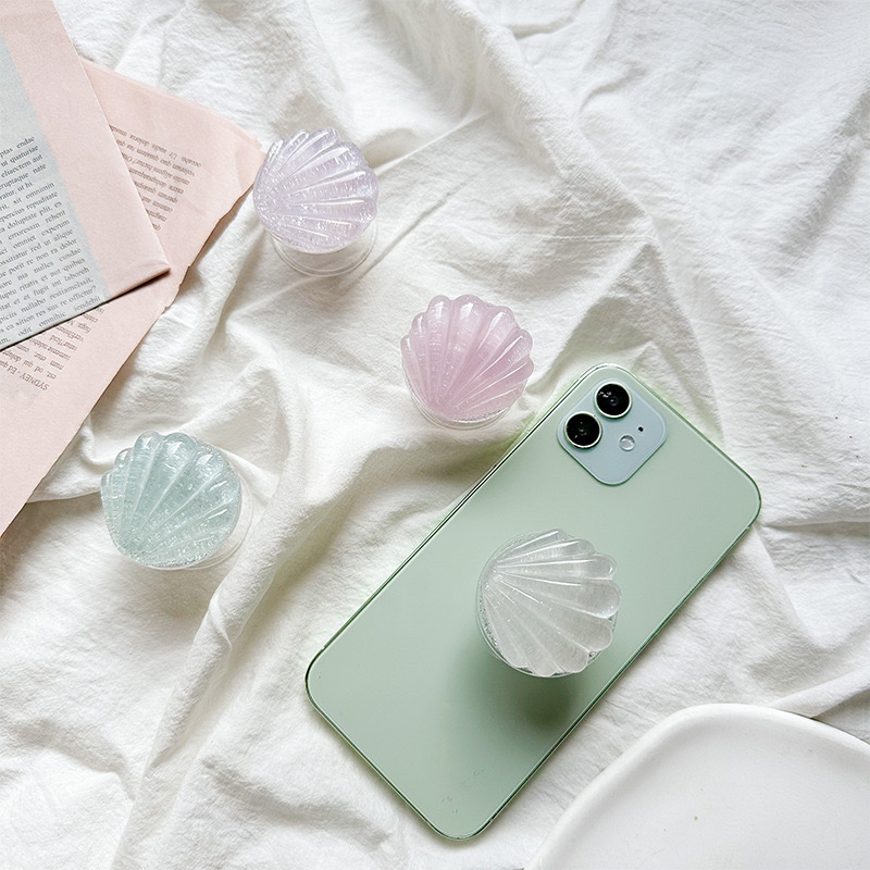 Small Fresh Glitter Shell Mobile Phone Airbag Holder Retractable Paste ...