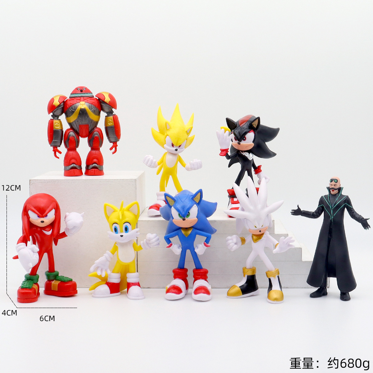 8Pcs/Set 12cm Game Sonic the Hedgehog Tails Knuckles the Echidna Shadow ...