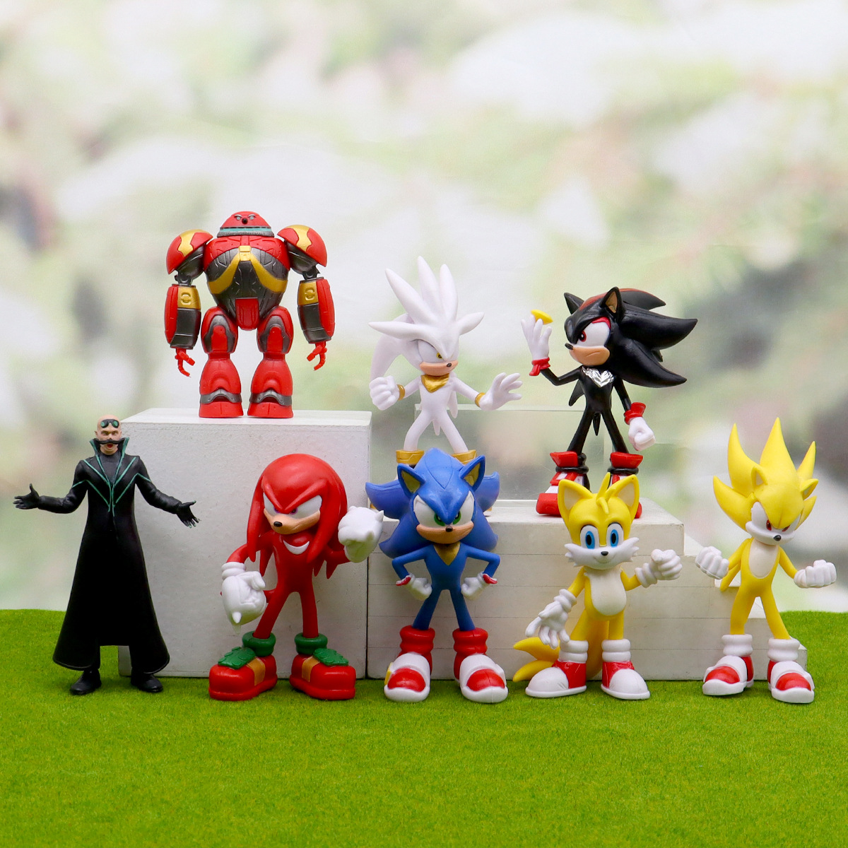 8Pcs/Set 12cm Game Sonic the Hedgehog Tails Knuckles the Echidna Shadow ...