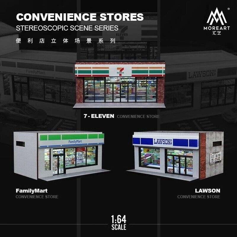 1/64 Diorama Model Lighting City Convenience Store Backdrop Display ...