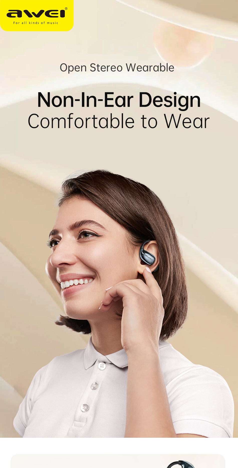 Awei OWS T98 Dual Bass Open Ear Earphone Bluetooth Earbud Liquid ...