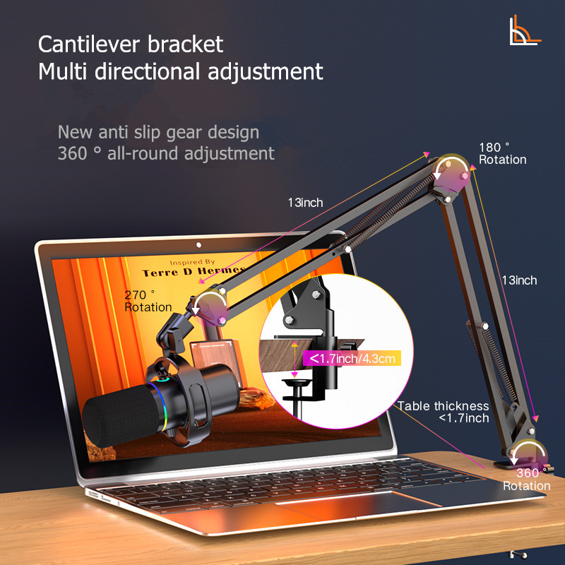 WM8 XLR/USB Dynamic Microphone Kit RGB Podcast Mic with Mute Boom Arm ...