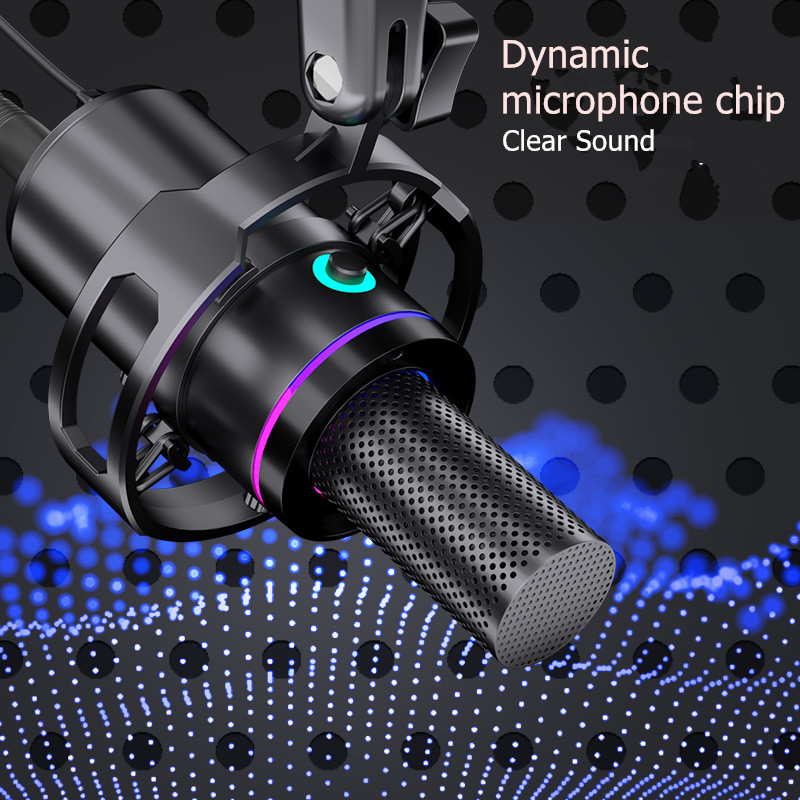 WM8 XLR/USB Dynamic Microphone Kit RGB Podcast Mic with Mute Boom Arm ...