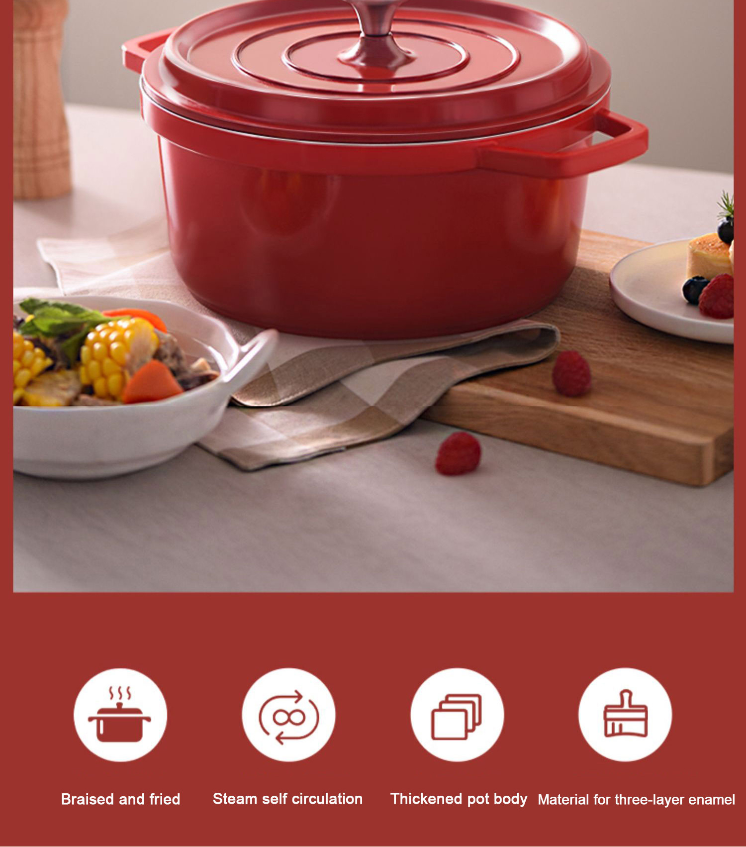 S&S Red Ceramic Pot 20cm / 24cm Oven Suitable Large Capacity Stock Pot ...