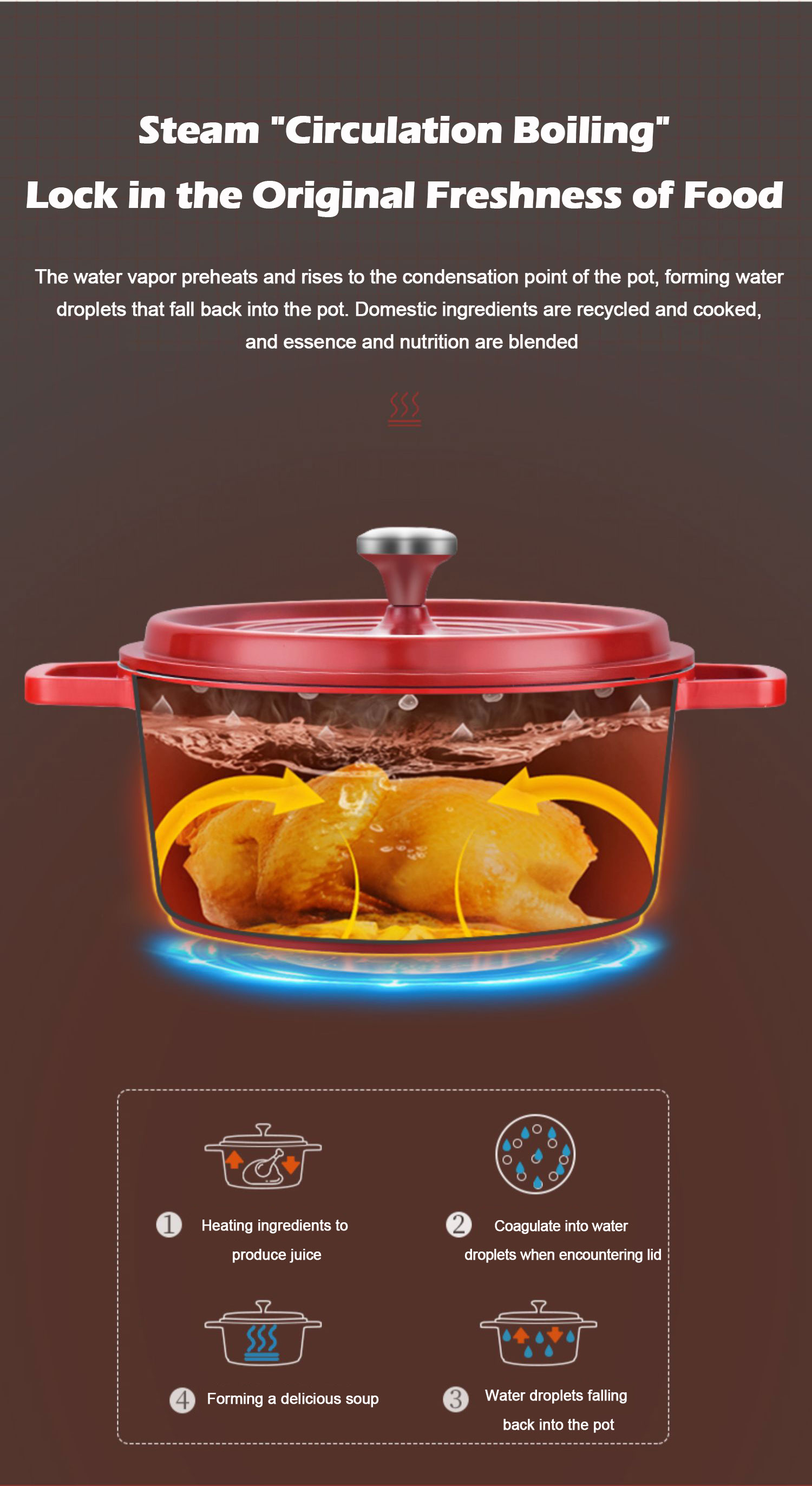 S&S Red Ceramic Pot 20cm / 24cm Oven Suitable Large Capacity Stock Pot ...