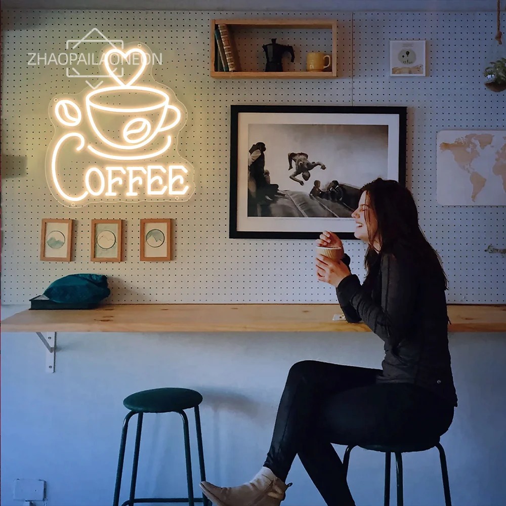 Coffee Neon Led Sign Cafe Bar Neon lights Wall Art Decoration Coffee ...