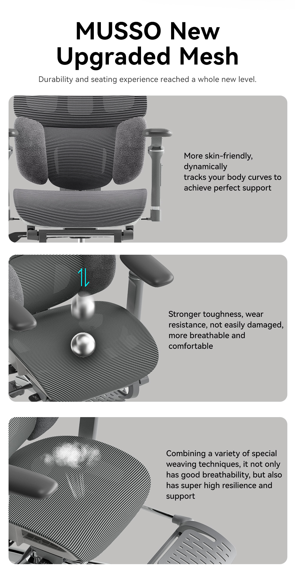 MUSSO H80 PRO Ergonomic Chair 6D Armrest and Adjustable Headrest Game ...