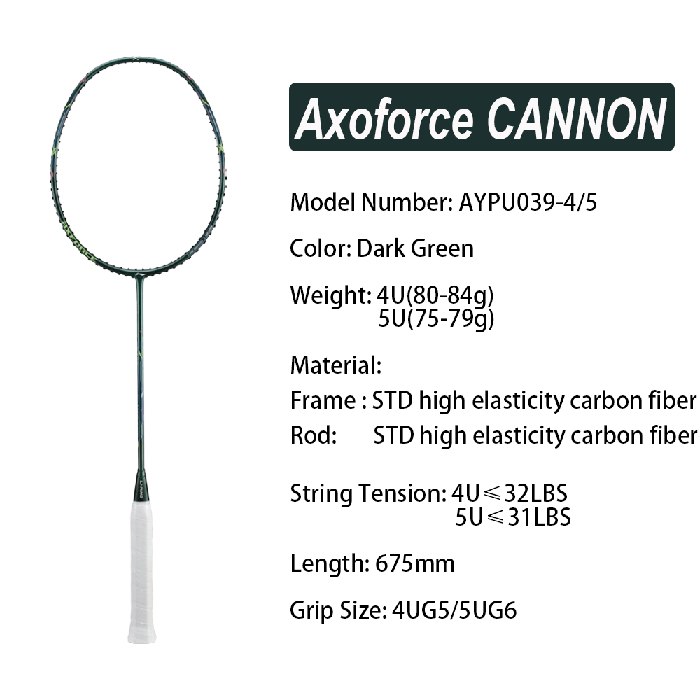 Li Ning Axforce Cannon badminton racket Dark Green novice training ...