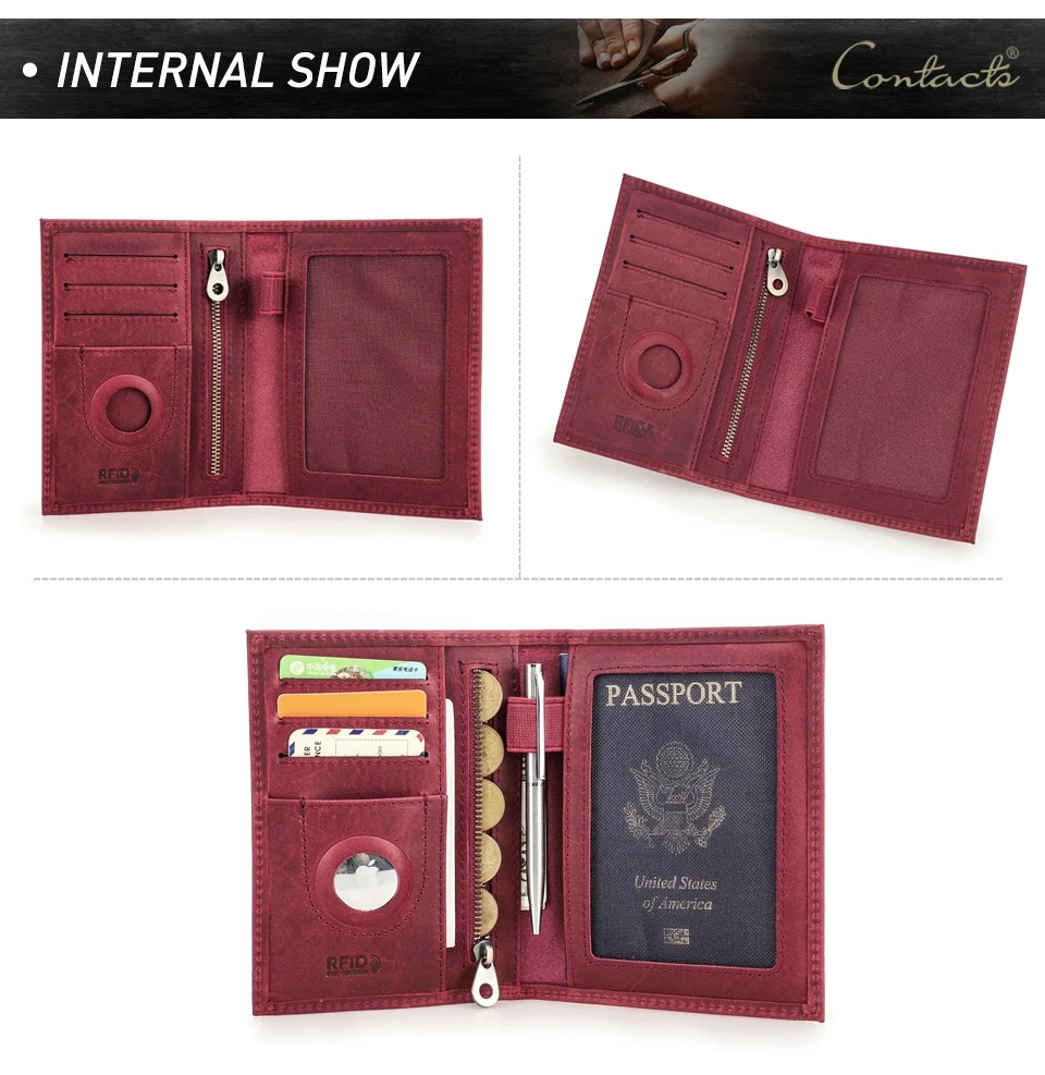 CONTACT'S Genuine Leather Passport Wallets for Men Card Holders Coin ...