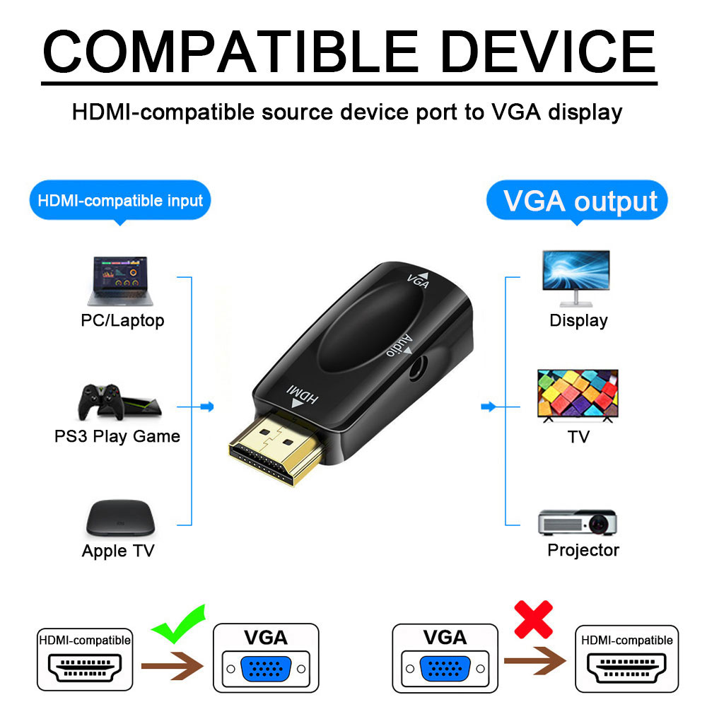 [Shopee Choice] HDMI-compatible to VGA Converter Male To Famale Adapter ...