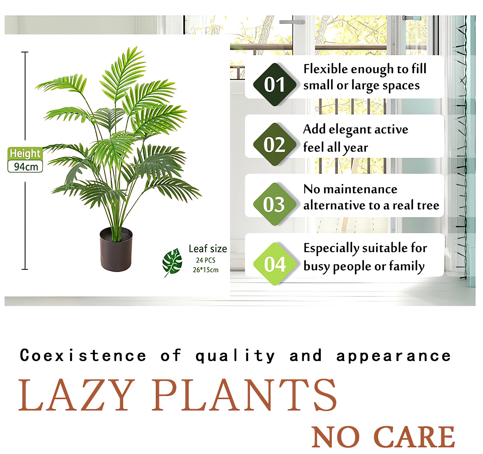 【Hantar pasu bunga】Artificial Plants big size 18 leaves 85cm/24 leaves ...