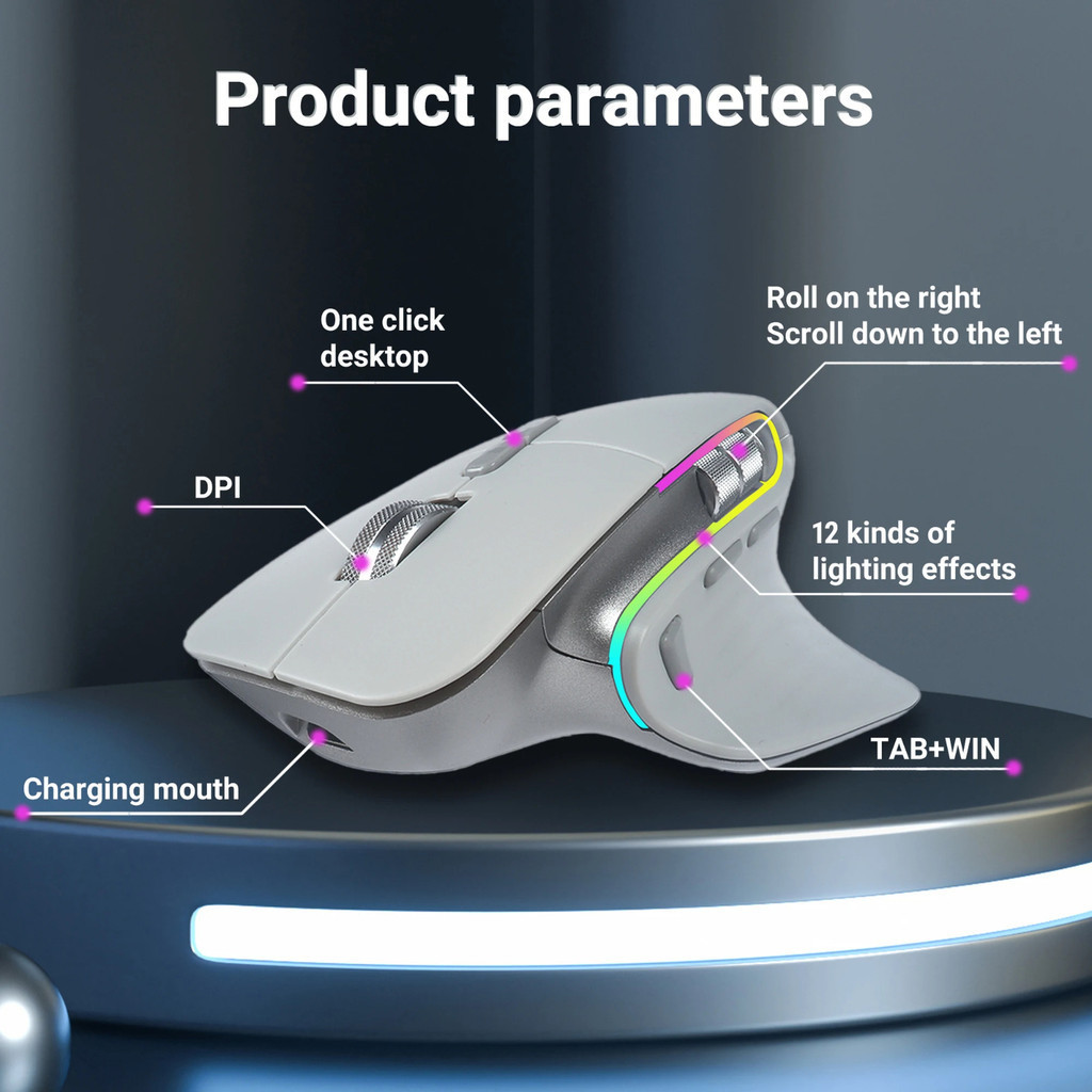Wireless Mouse Bluetooth+2.4G Tri-mode Mouse Mute Ergonomic Gaming ...