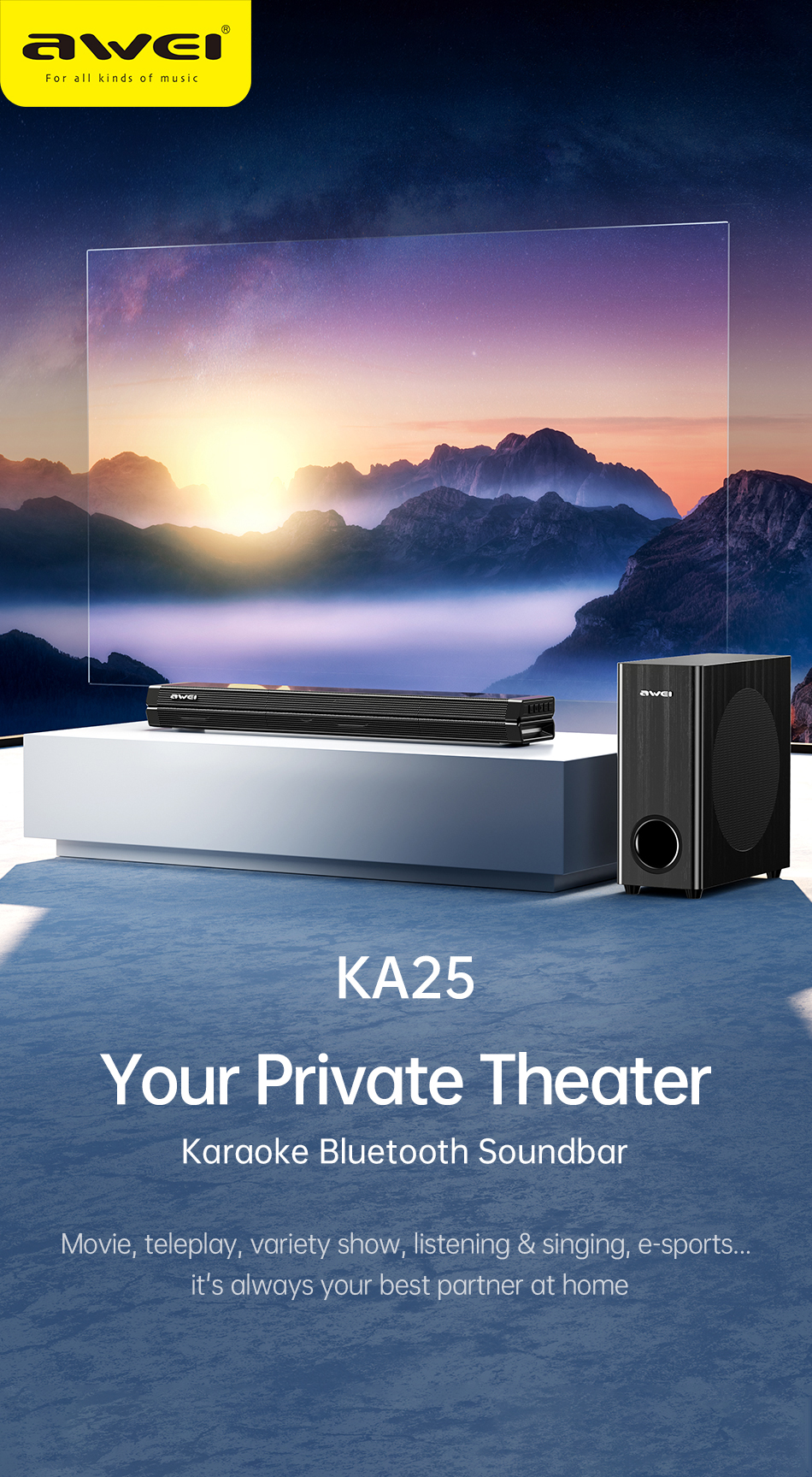 Awei KA25 100W Bluetooth Speaker TV Home Speaker Bass Home Theater ...