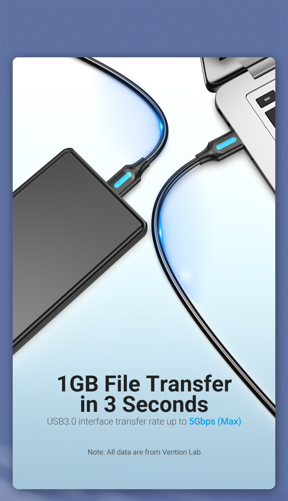 Vention Micro B Cable USB 3.0 High Speed 5Gbps Fast Charging 3A Data ...