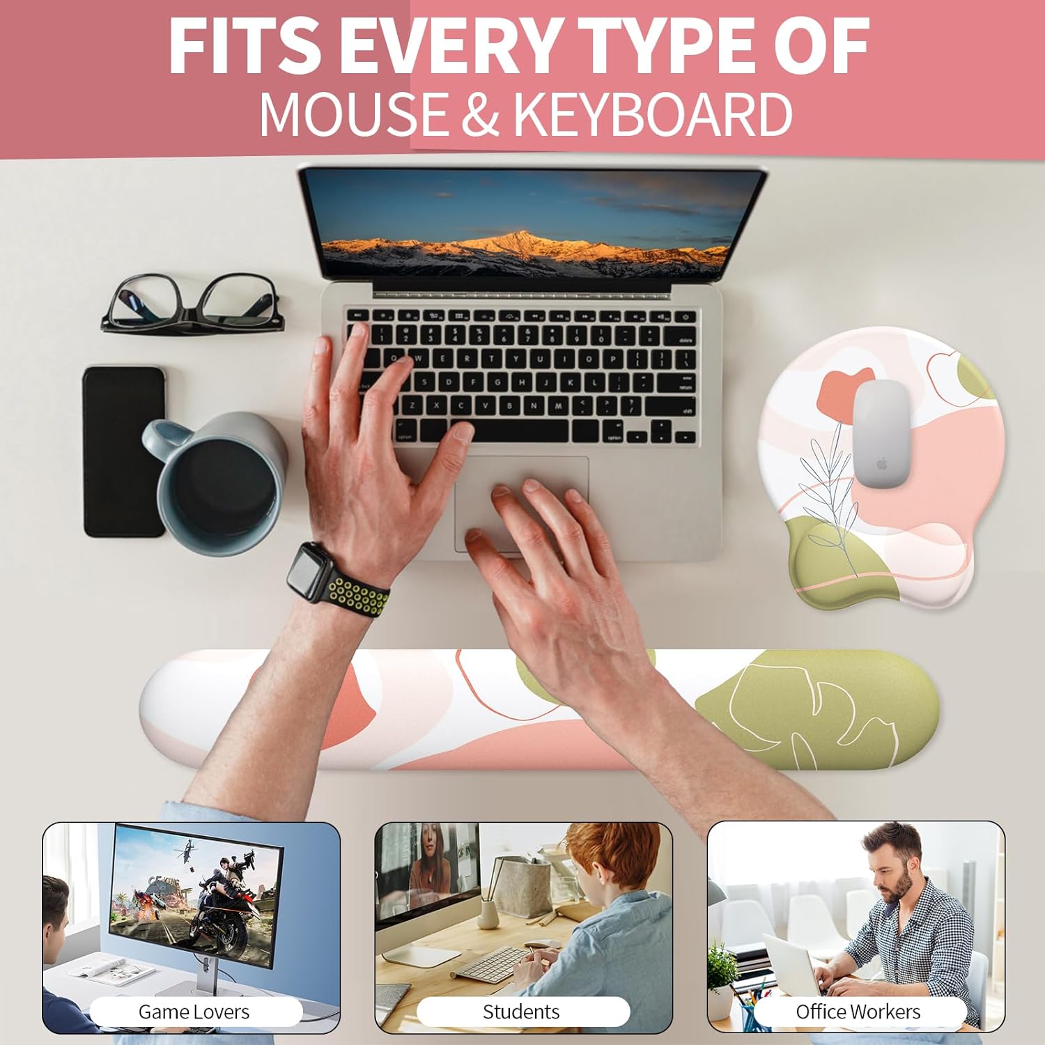Giecy Mouse Pad Wrist Support, Ergonomic Gel Mouse Pad with Wrist Rest ...