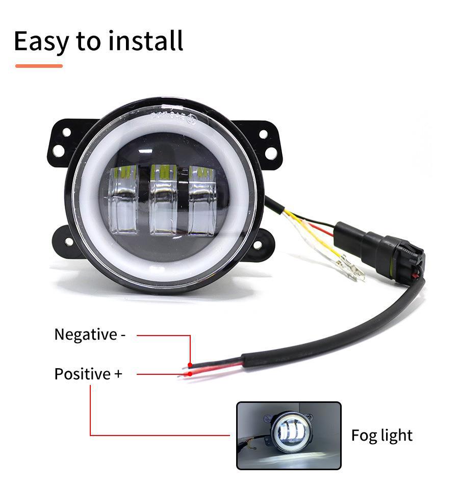 2PCS 4inch 3.5inch LED Fog Lights 60W Amber Yellow CREE Led Chip ...