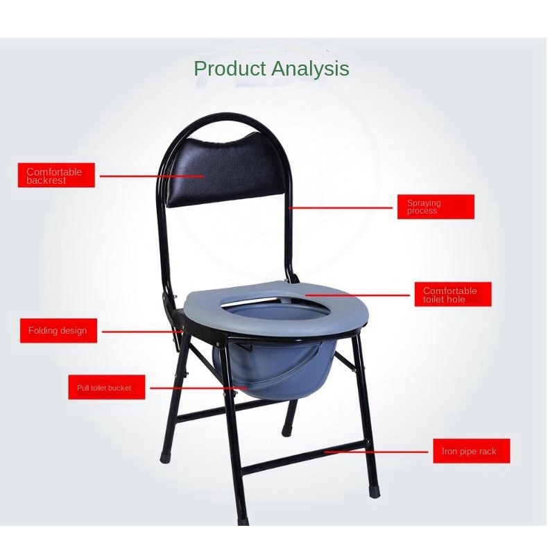 COD*♩ Potty Chair Foldable Toilet Commode Chair Medical Chair Old Man ...