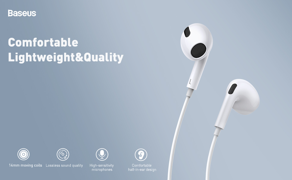 Baseus C17 Type-C Earphones In Ear Wired Headset With Mic For Smart ...