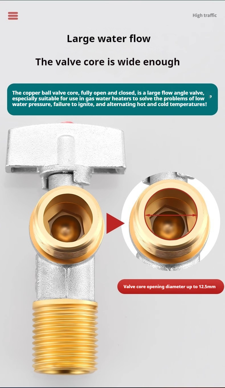 Ball Core Full Open Large Flow Angle Valve Triangle Valve Toilet Water ...