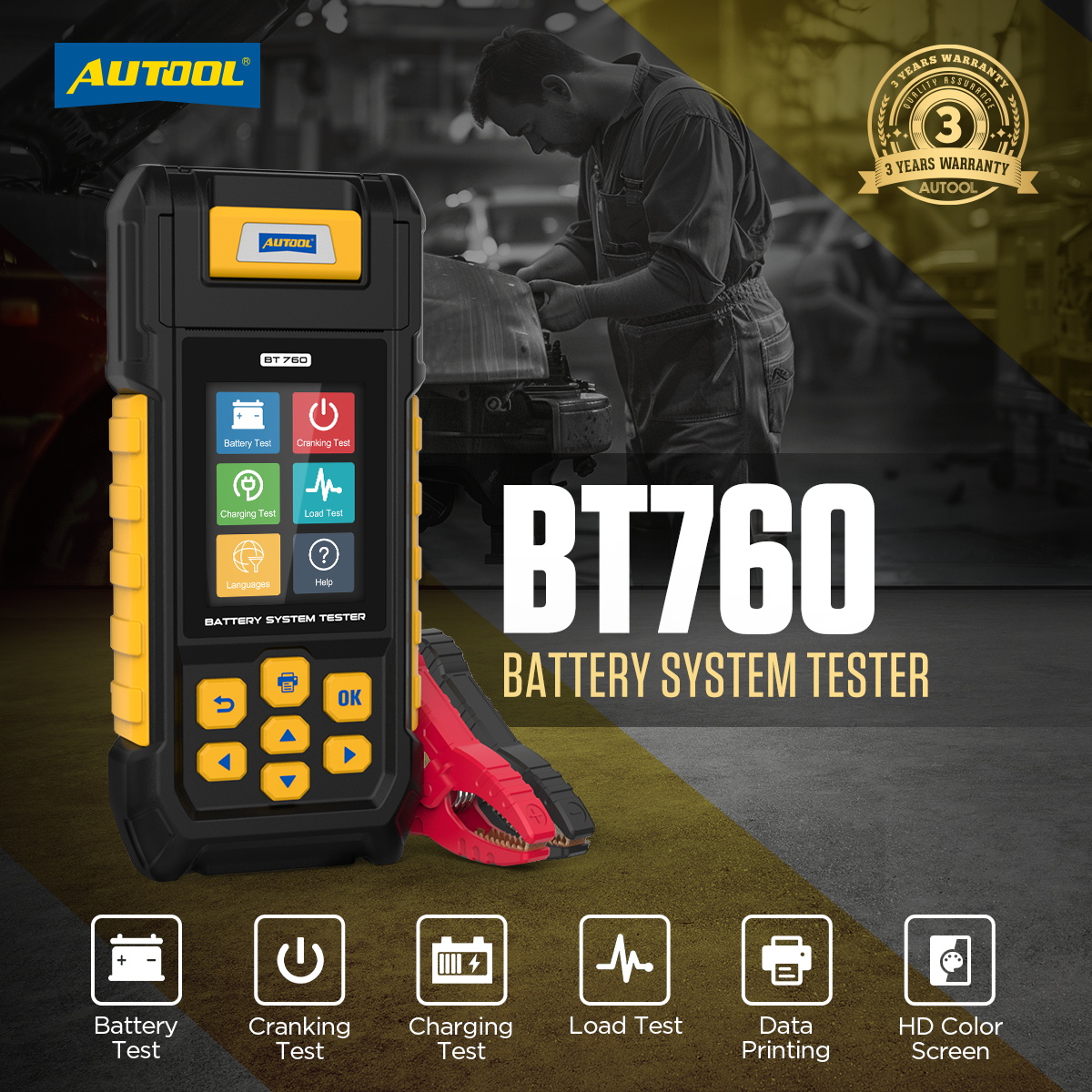 【Local Stock】AUTOOL BT760 Bateri Kereta Tester 12V 24V Car Battery ...