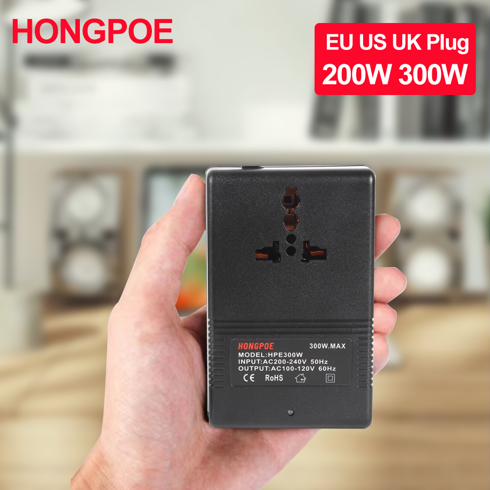 200W 300W 220V to 110V EU/US/UK Plug Transformer Step-Down Transformer ...