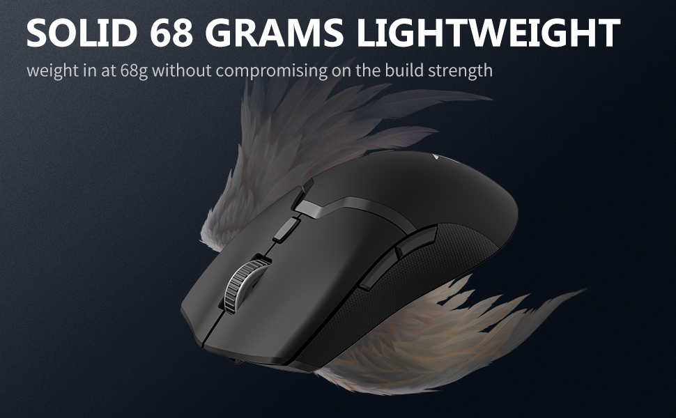 Delux M800 RGB PAW3395 26000DPI 50G ACC Wireless Wired Gaming Mouse 72g Lightweight Programmable ...