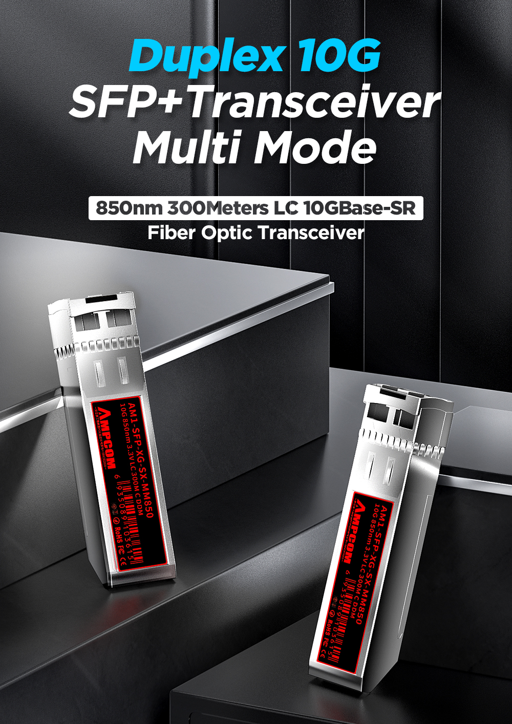 AMPCOM 10G LC SFP+ Multi Mode Duplex Transceiver Module 10G Fiber ...