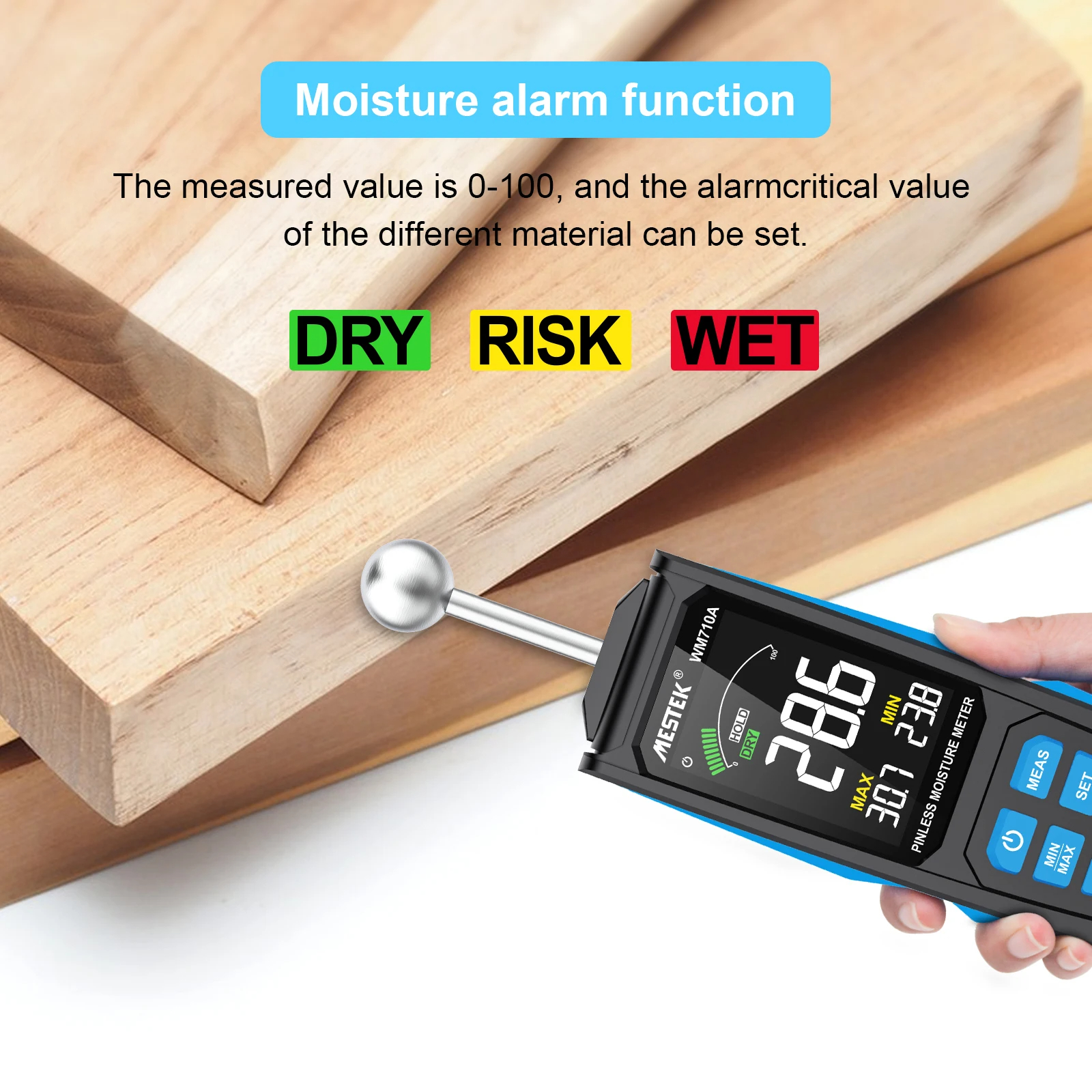Digital Wood Moisture Meter Non-contact Hygrometer Timber Damp Detector ...