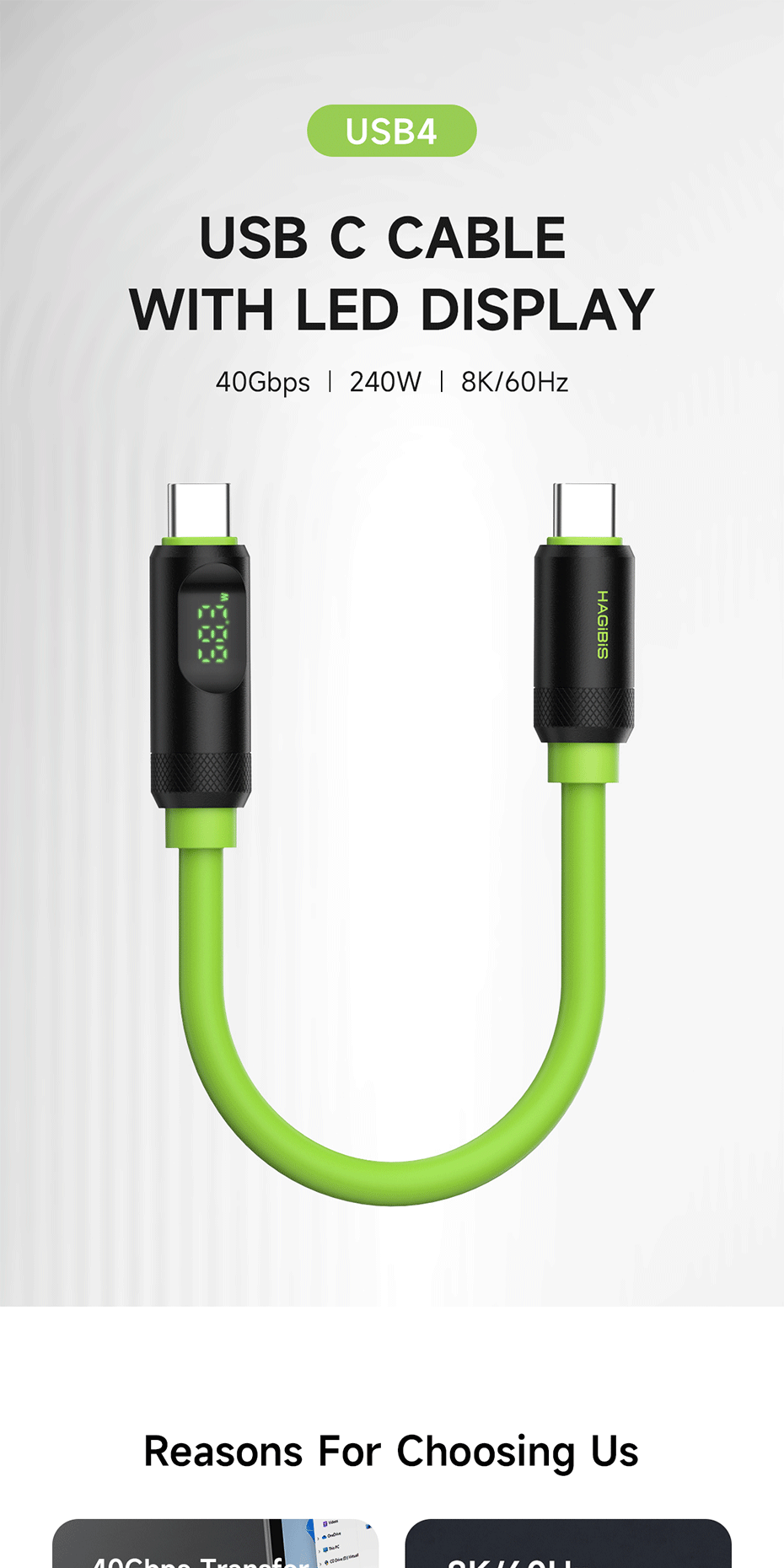 HAGiBiS Fast Charging LED Display USB C Cable (240W) | Shopee Malaysia
