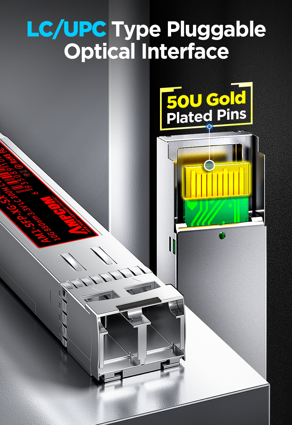 AMPCOM 10G LC SFP+ Multi Mode Duplex Transceiver Module 10G Fiber ...