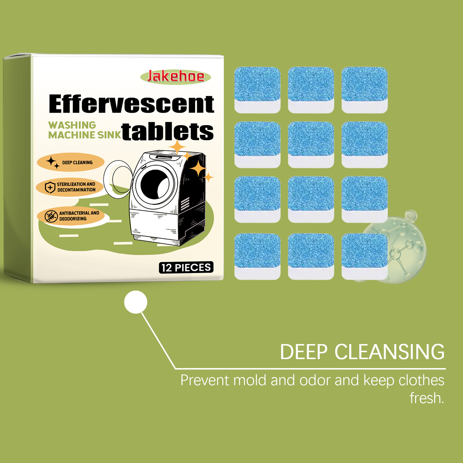 Jakehoe Washing Machine Sink Effervescent Tablets Easy Cleaning And ...