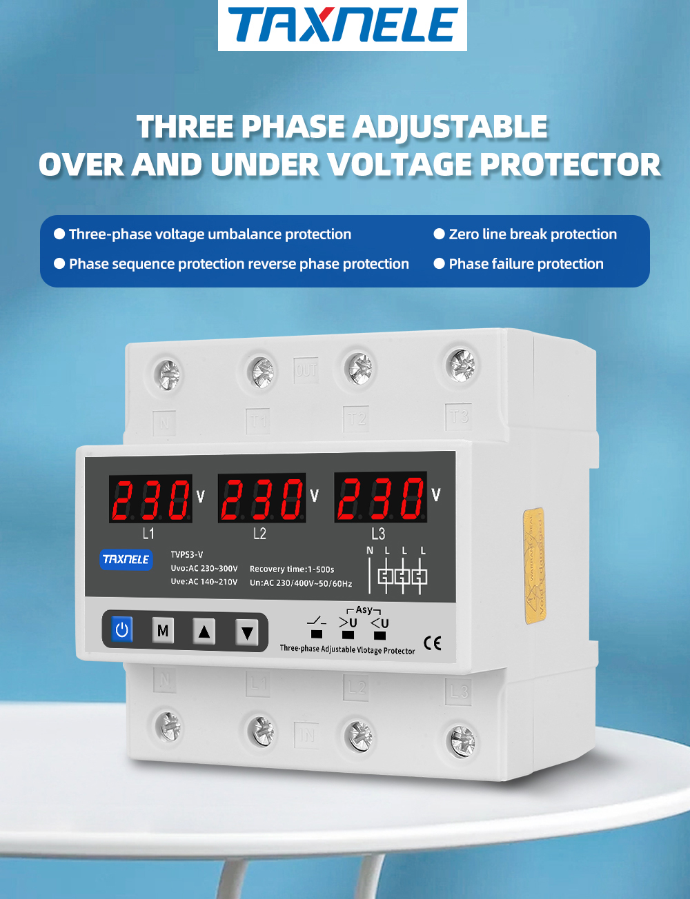 Three Phase Adjustable Over and Under Voltage Protector 3 Phase ...