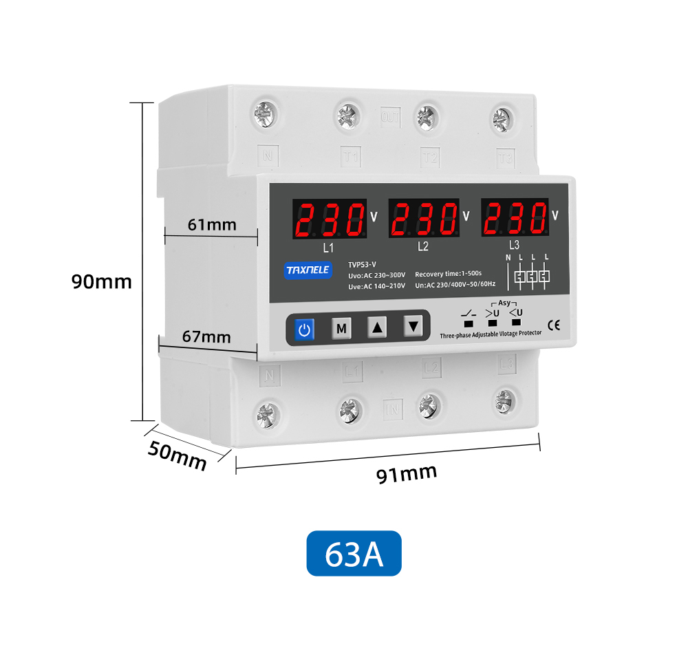 Three Phase Adjustable Over and Under Voltage Protector 3 Phase ...