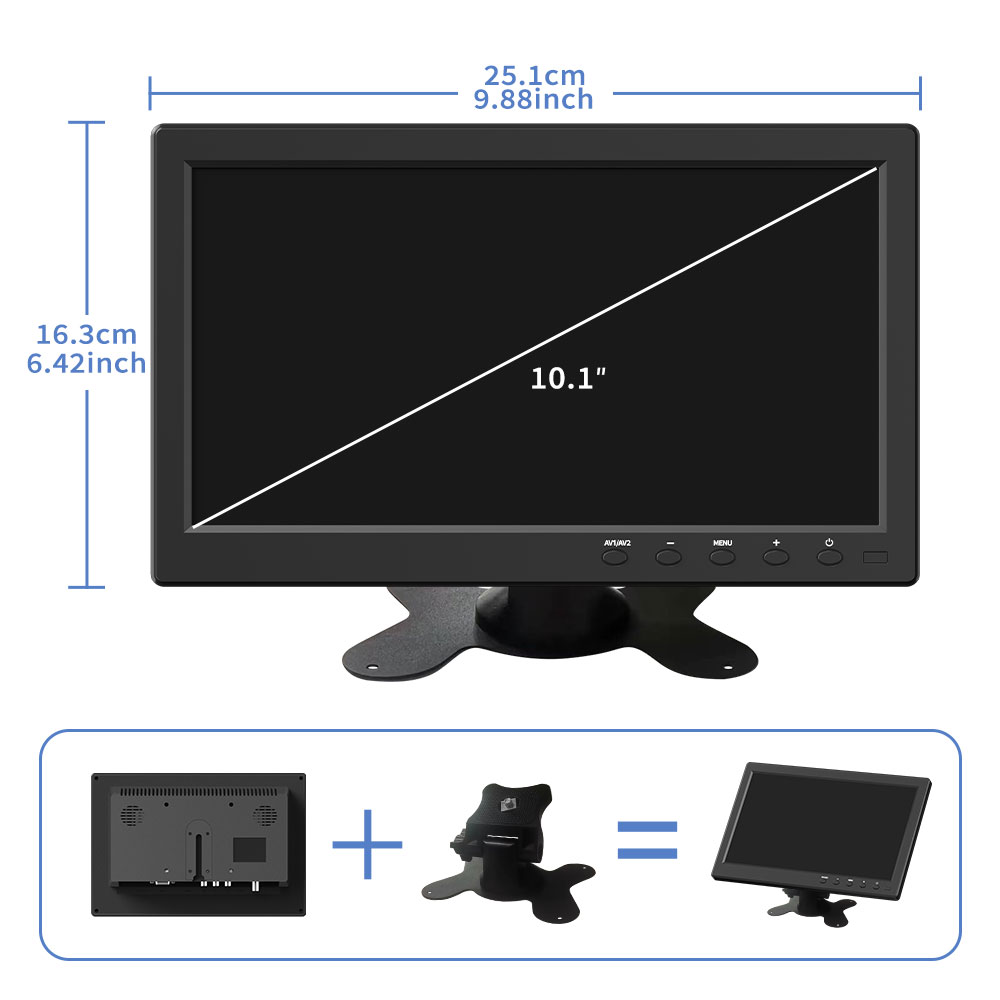 10.1inch Small Monitor FHD 1080P Display TFT IPS Screen Support HDMI/AV ...