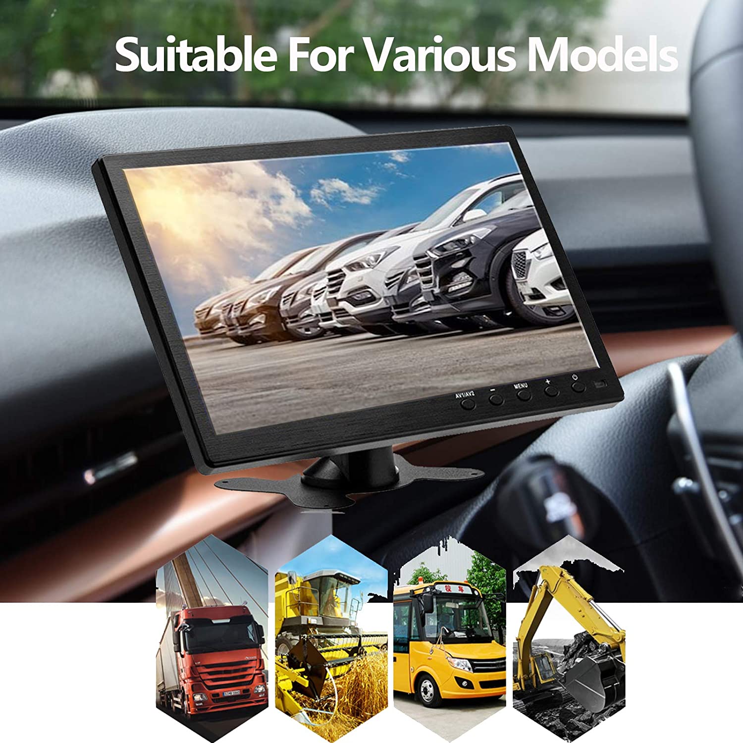 10.1inch Small Monitor FHD 1080P Display TFT IPS Screen Support HDMI/AV ...