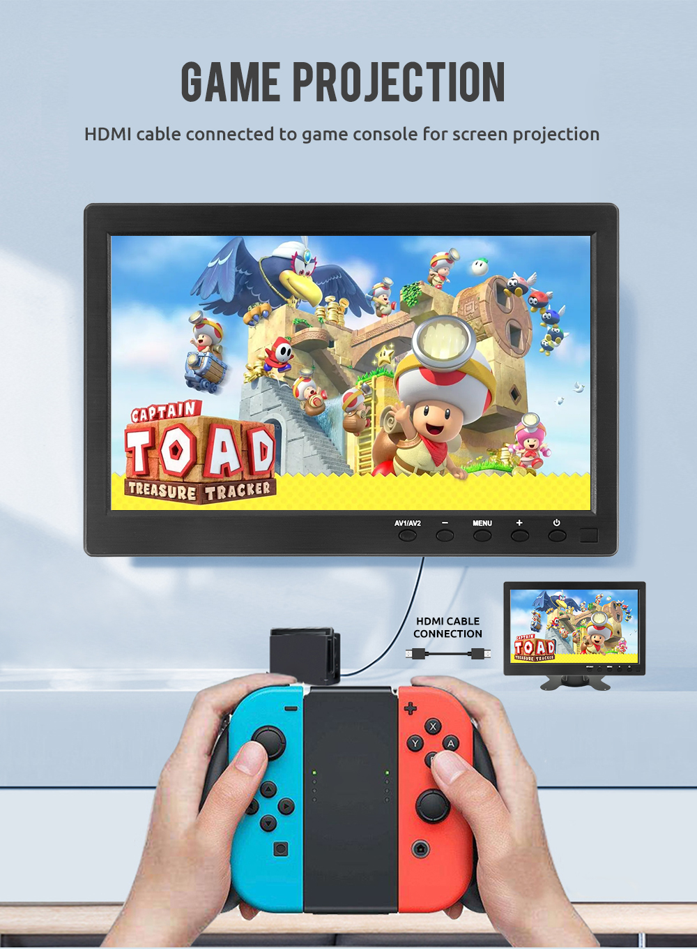 10.1inch Small Monitor FHD 1080P Display TFT IPS Screen Support HDMI/AV ...